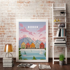 Bergen Print | Norway Poster | Travel Poster - Etsy