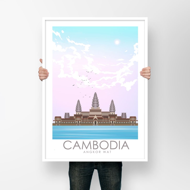Cambodia Print Angkor Wat Poster Travel Poster - Etsy