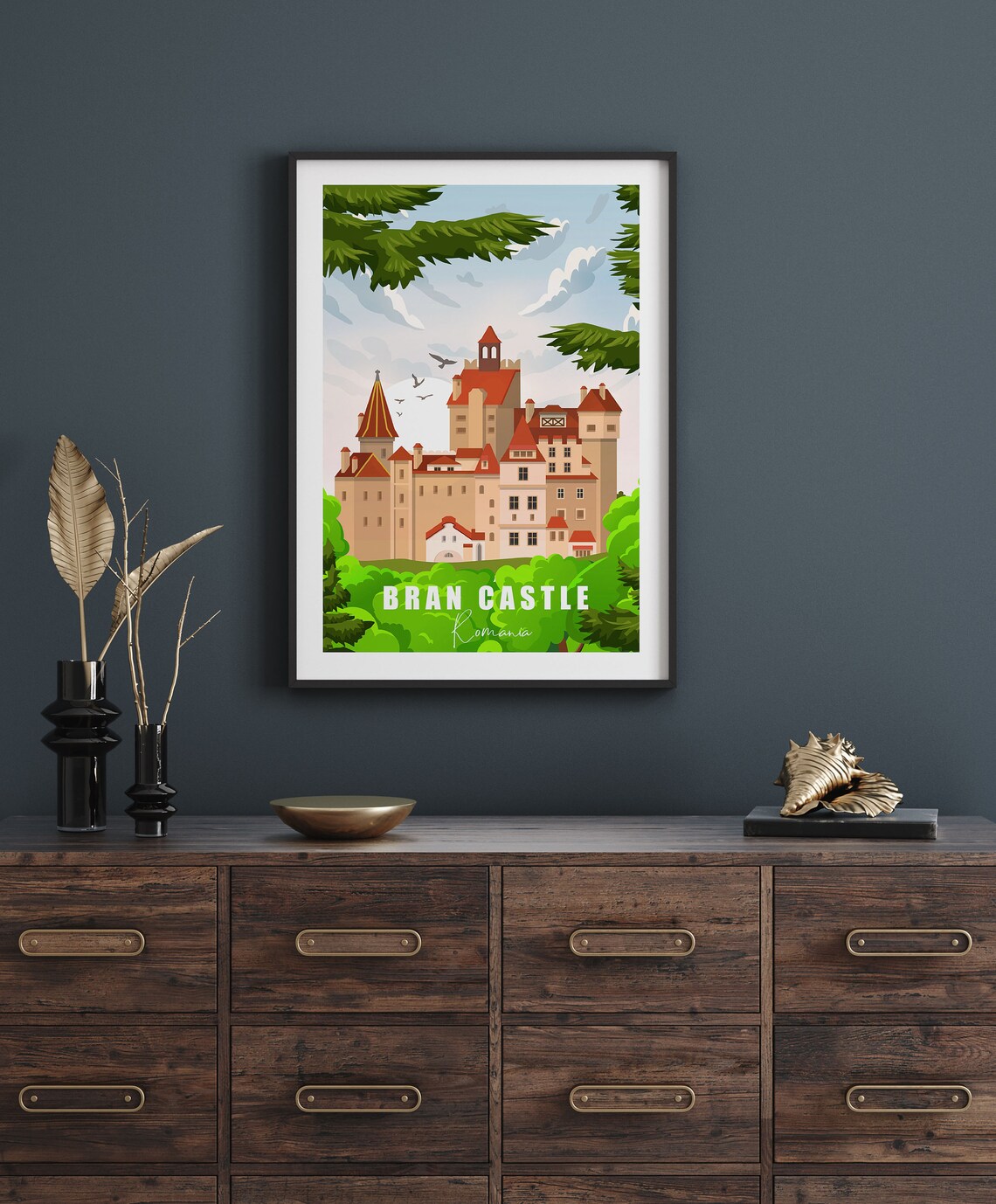 Bran Castle Travel Poster Draculas Castle Print - Etsy