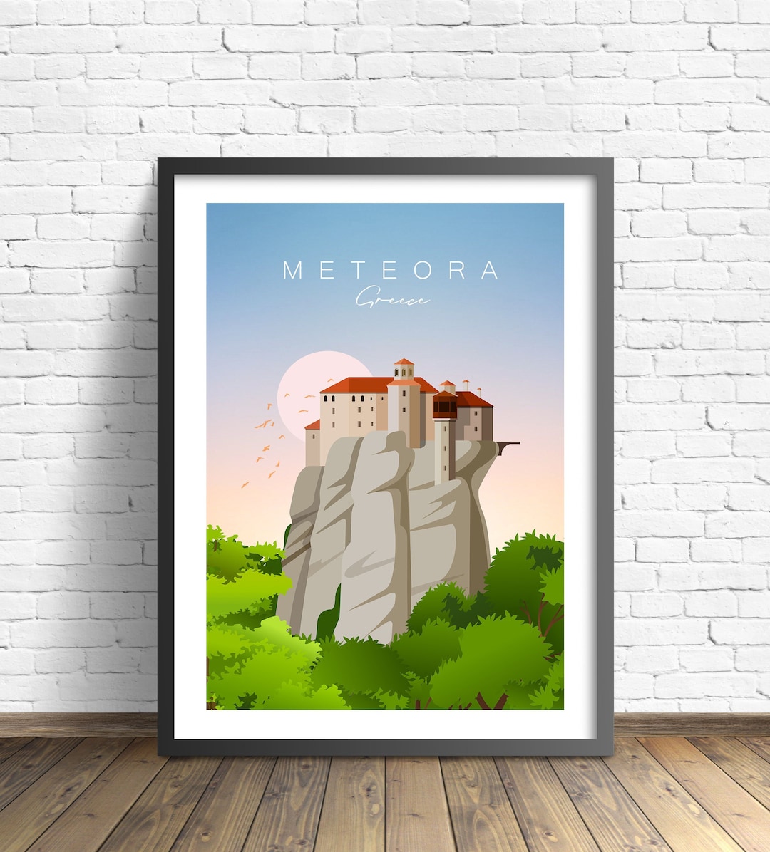 Meteora Travel Poster | Greece Print - Etsy