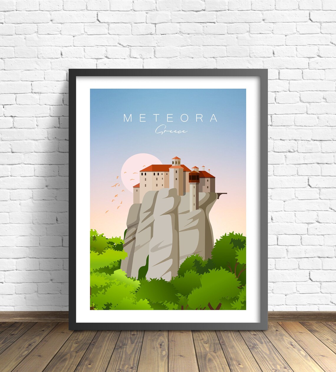 Meteora Travel Poster Greece Print - Etsy