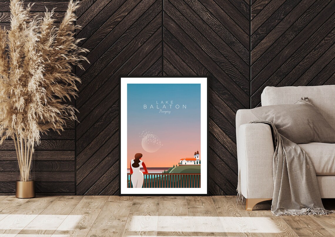 Lake Balaton Travel Poster Hungary Print - Etsy