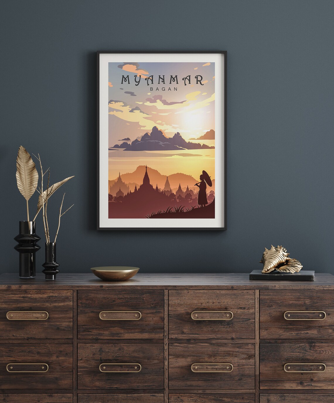 Myanmar Poster Bagan Print Burma Travel Poster - Etsy