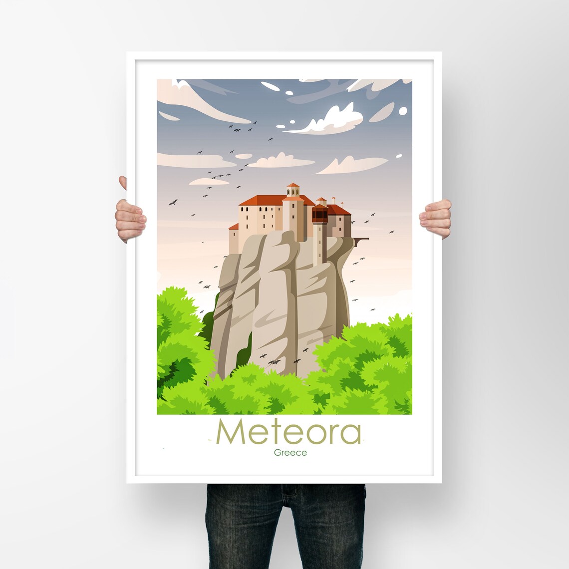 Meteora Travel Poster Greece Print | Etsy