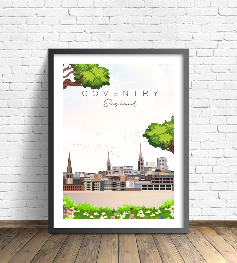 Coventry Travel Poster England Print United Kingdom Art - Etsy