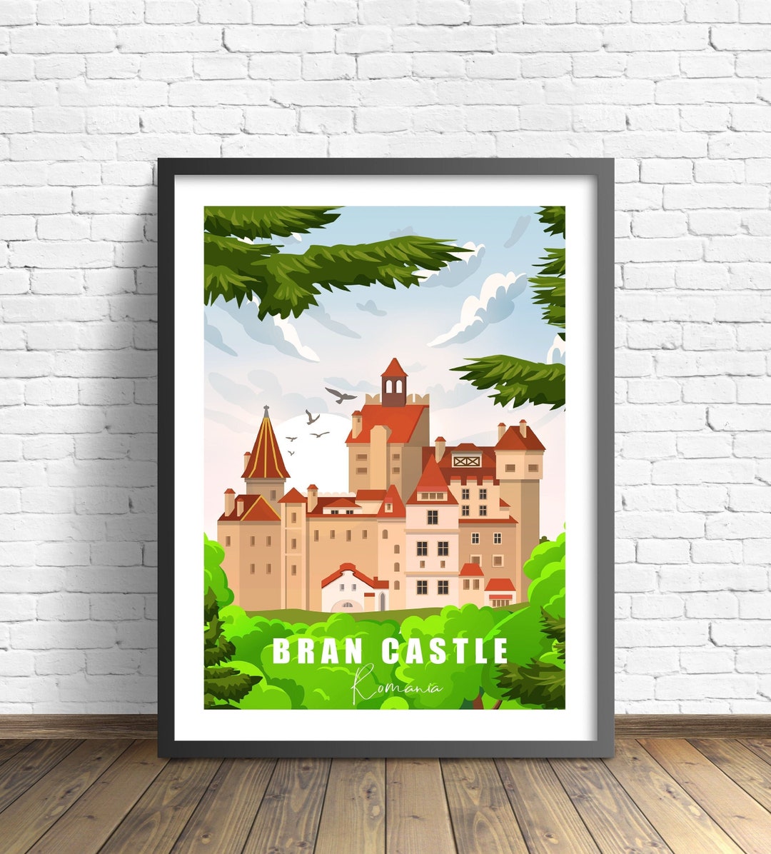 Bran Castle Travel Poster , Draculas Castle Print , Transylvania Art ...