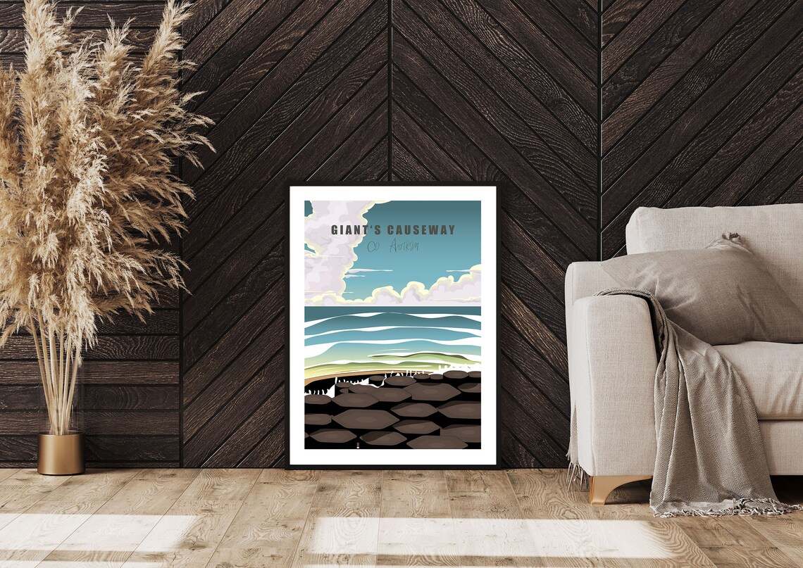 Giants Causeway Travel Print Northern Ireland Poster | Etsy