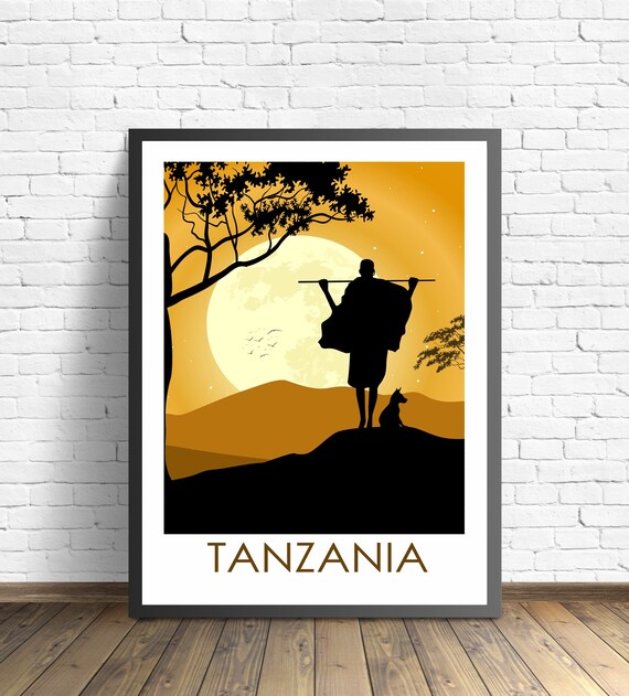 Tanzania Travel Poster Masai Print | Etsy