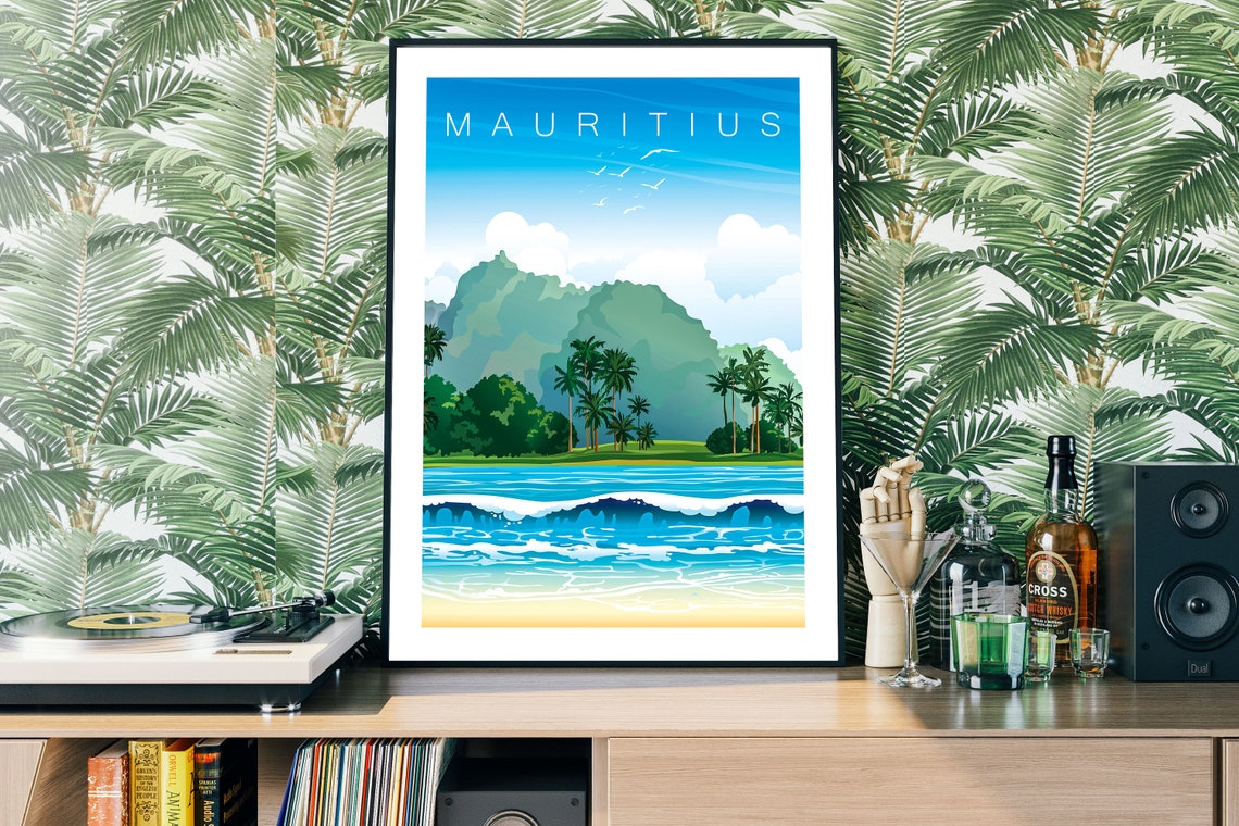 Mauritius Poster Indian Ocean Print Travel Poster - Etsy