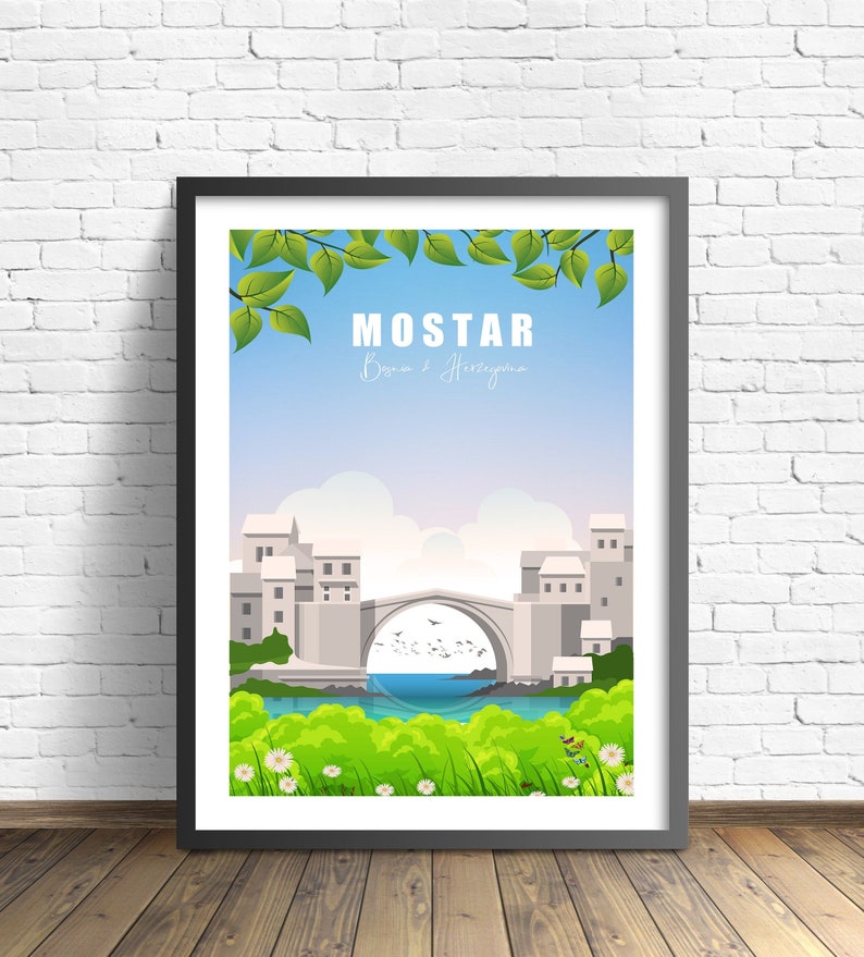 Mostar Print Bosnia and Herzegovina Poster Travel Poster - Etsy Hong Kong