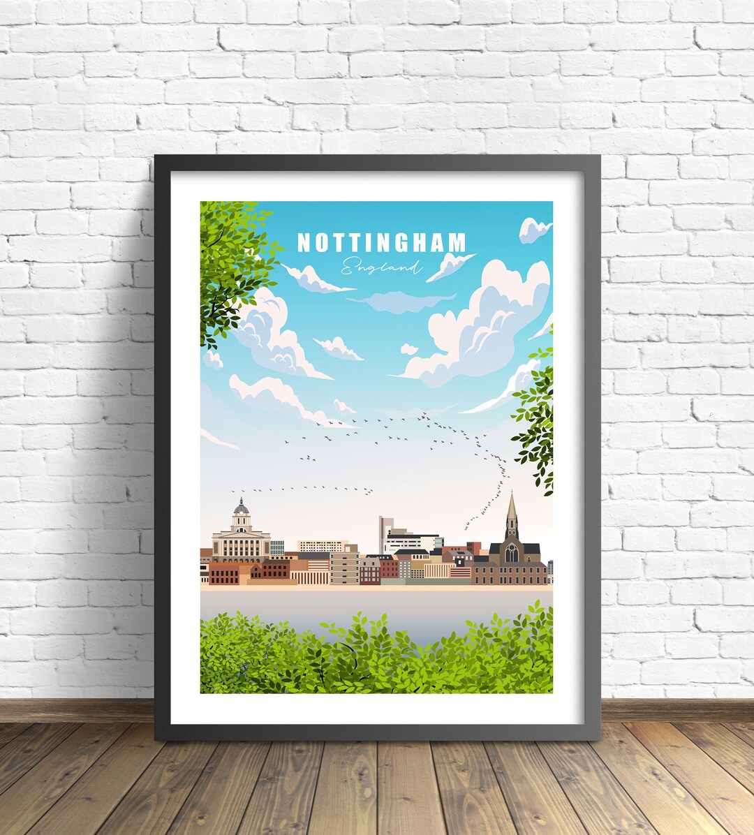 Nottingham Travel Poster | England Print - Etsy