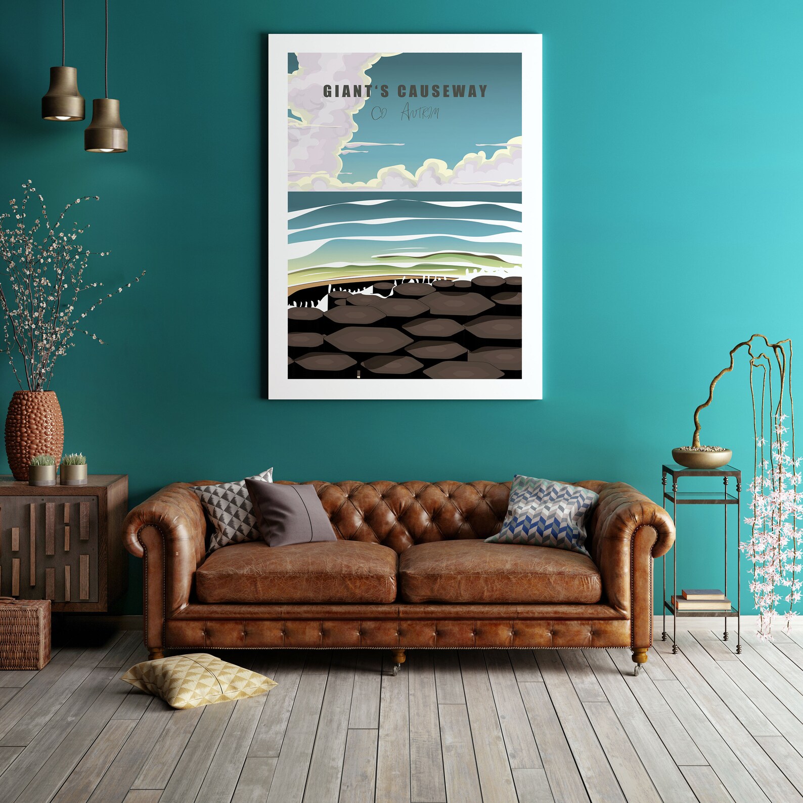 Giants Causeway Travel Print Northern Ireland Poster | Etsy