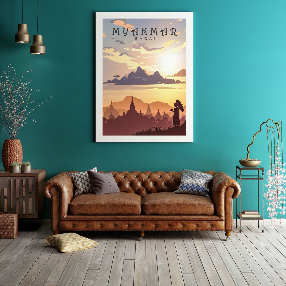 Myanmar Poster Bagan Print Burma Travel Poster - Etsy