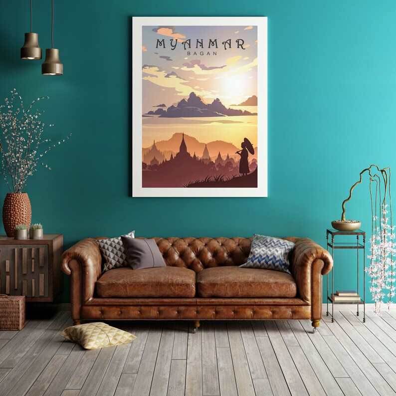 Myanmar Poster Bagan Print Burma Travel Poster - Etsy