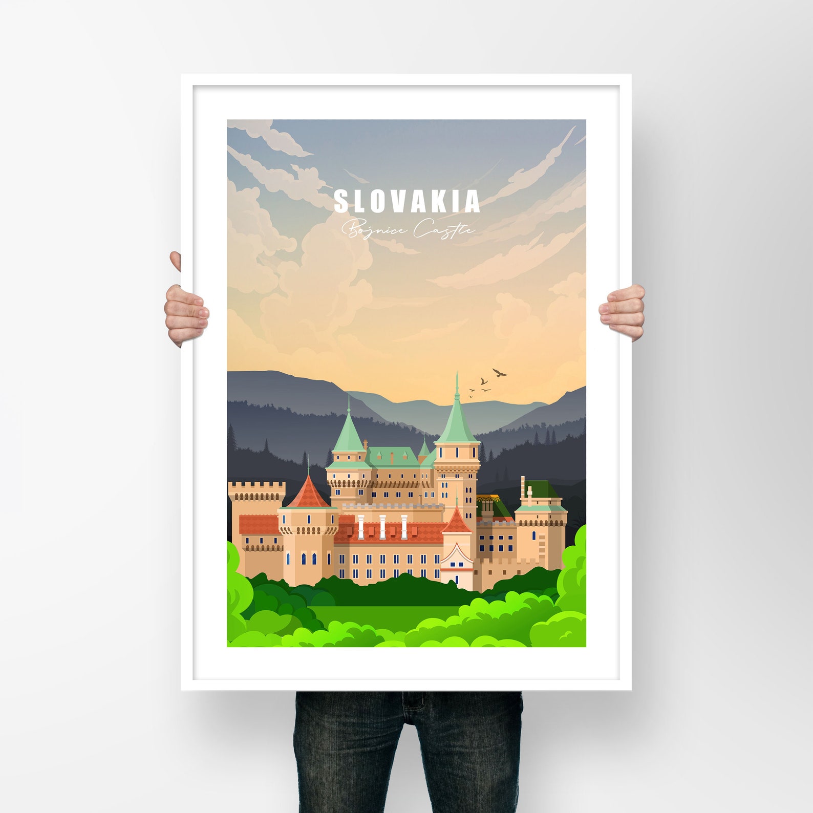 Slovakia Travel Poster Bojnice Castle Print - Etsy