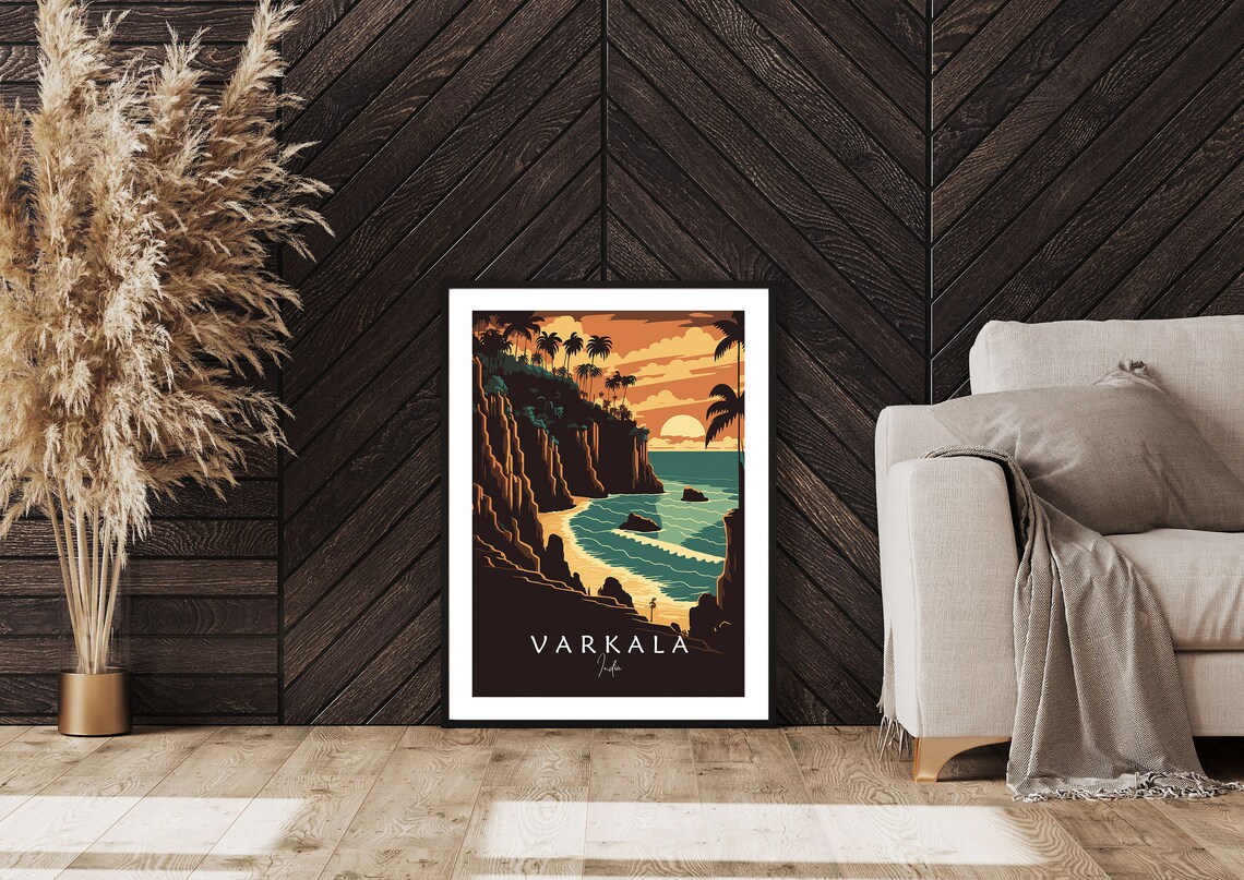 Varkala Travel Poster India Print Kerala Wall Art - Etsy