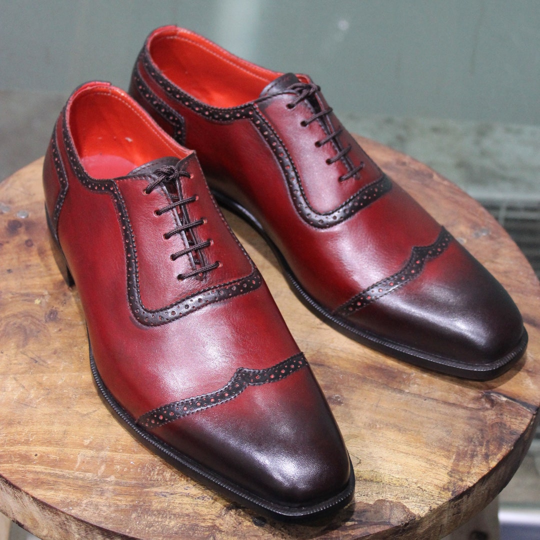 New Handmade Multi Color Leather Wing Tip Style Dress & Formal Shoes ...