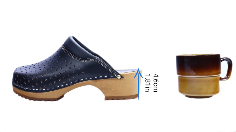 Comfortable White Swedish Wooden Clogs Natural Leather Lightweight Lime ...