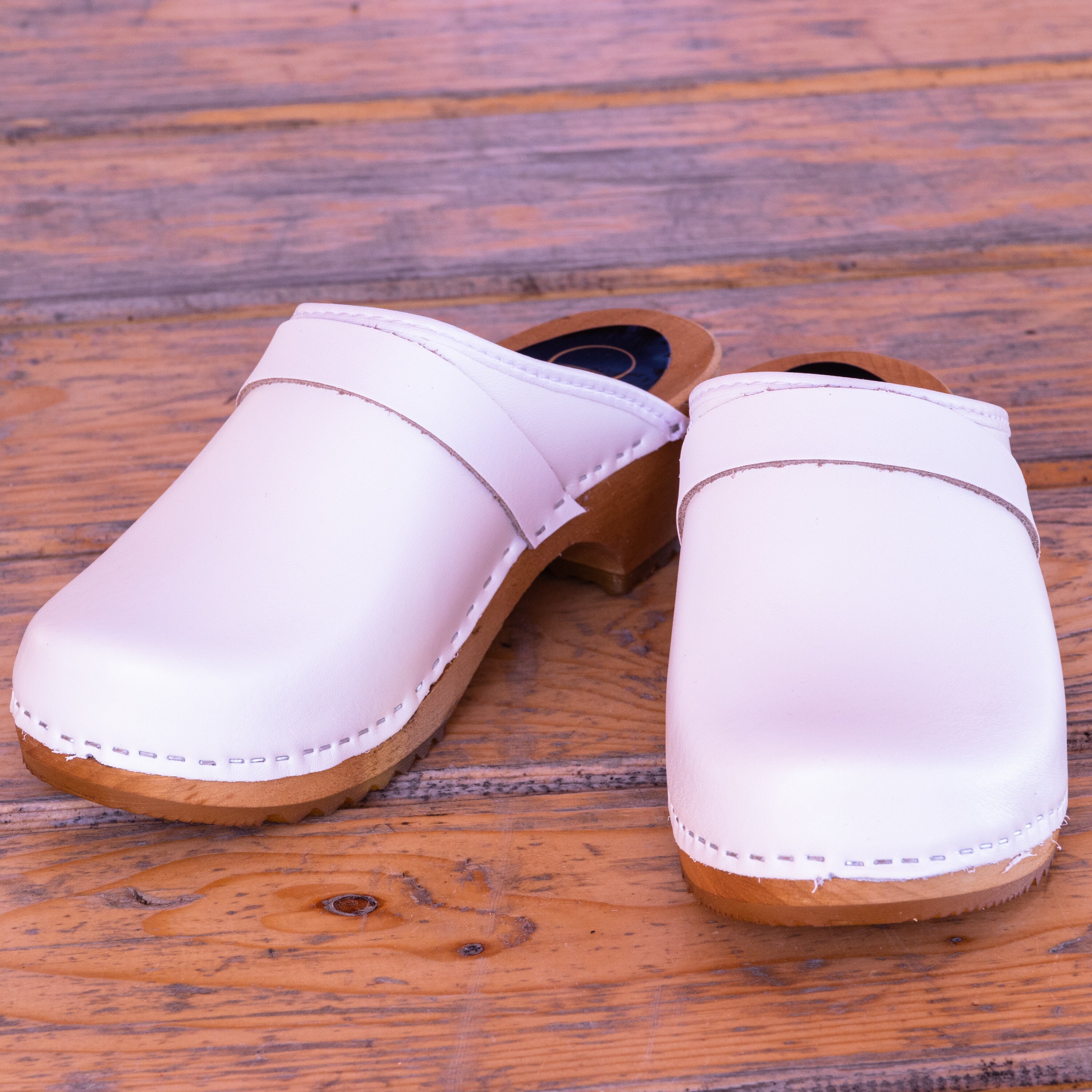 Classic White Clogs Handcrafted High-quality Natural Leather ...