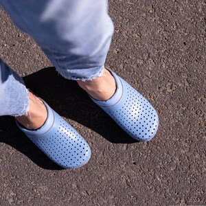 Blue Comfort Wooden Clogs - Natural Leather and Lightweight Lime Wood ...