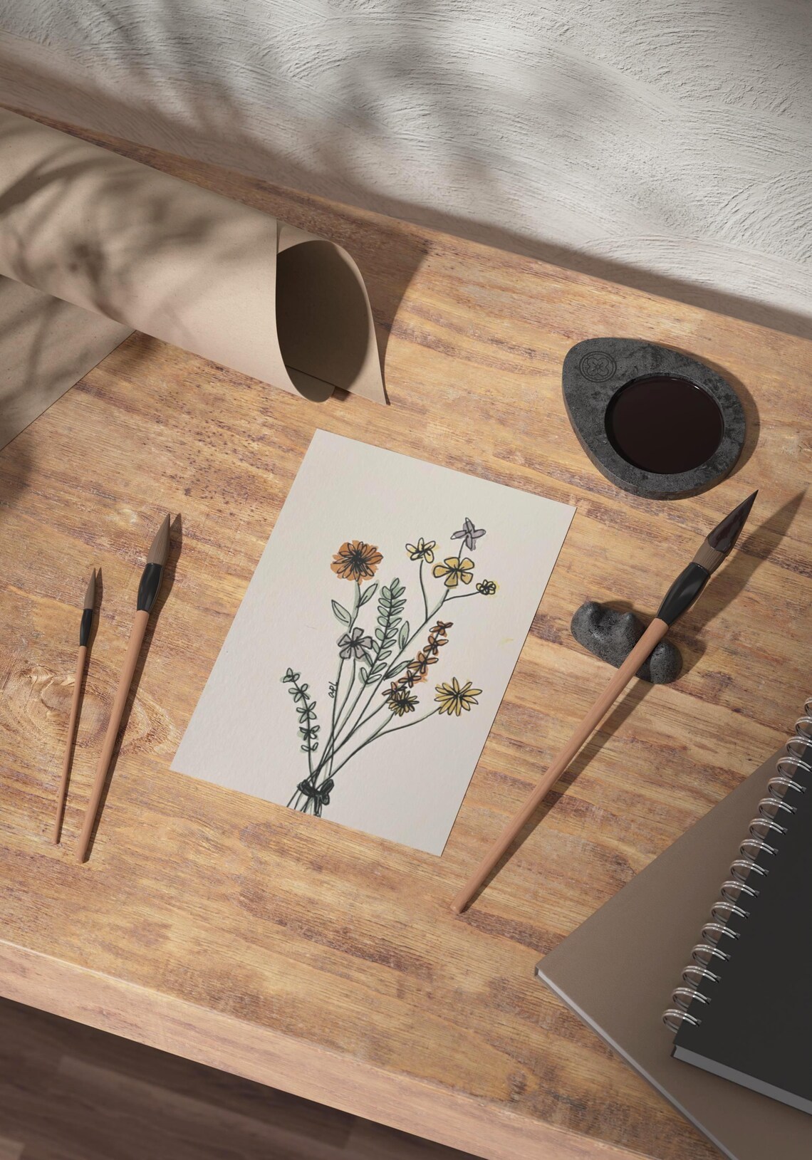 Hand Painted Watercolor Card Wildflowers - Etsy