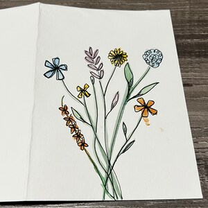 Hand Painted Watercolor Card Wildflowers - Etsy
