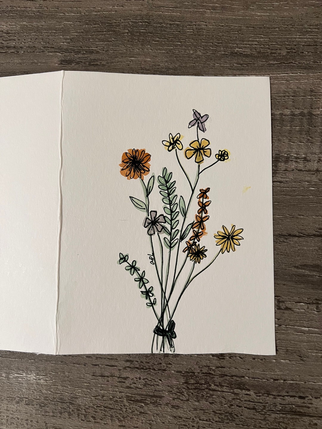 Hand Painted Watercolor Card Wildflowers - Etsy