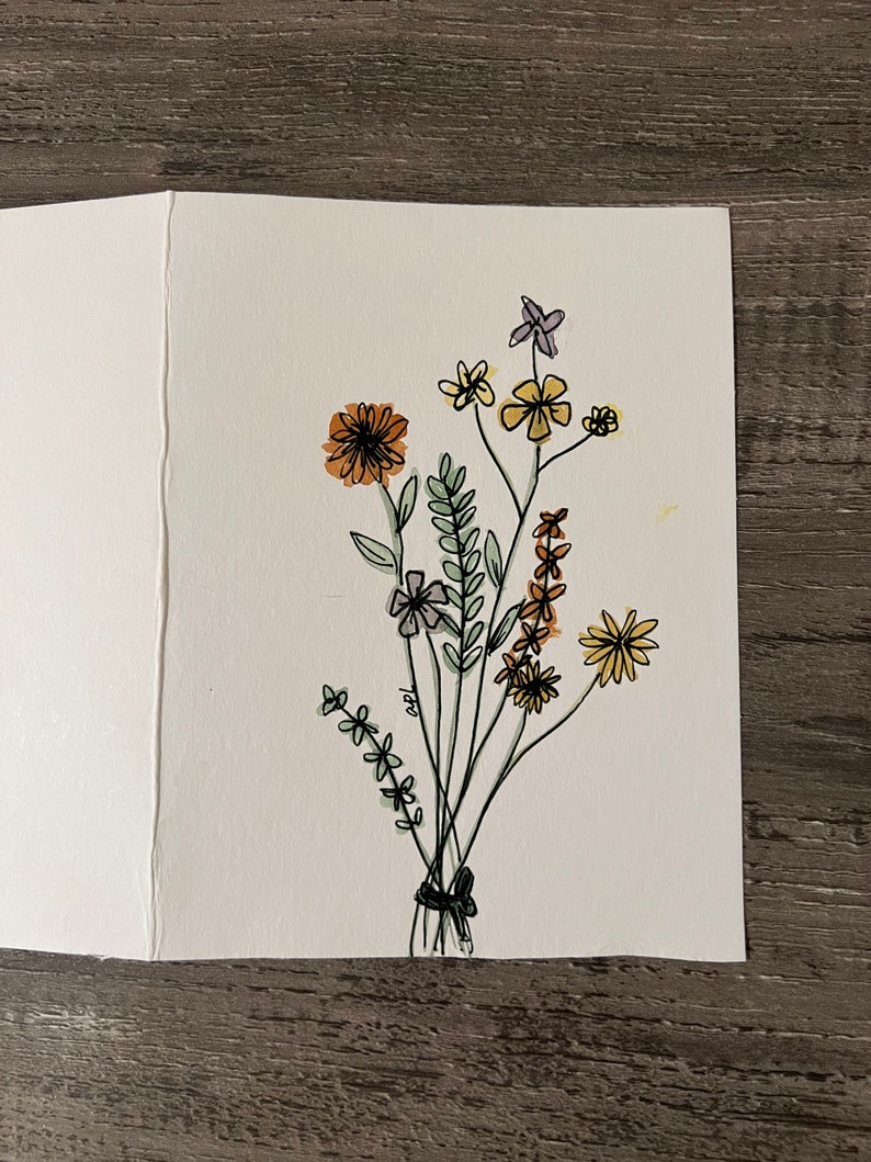 Hand Painted Watercolor Card Wildflowers - Etsy