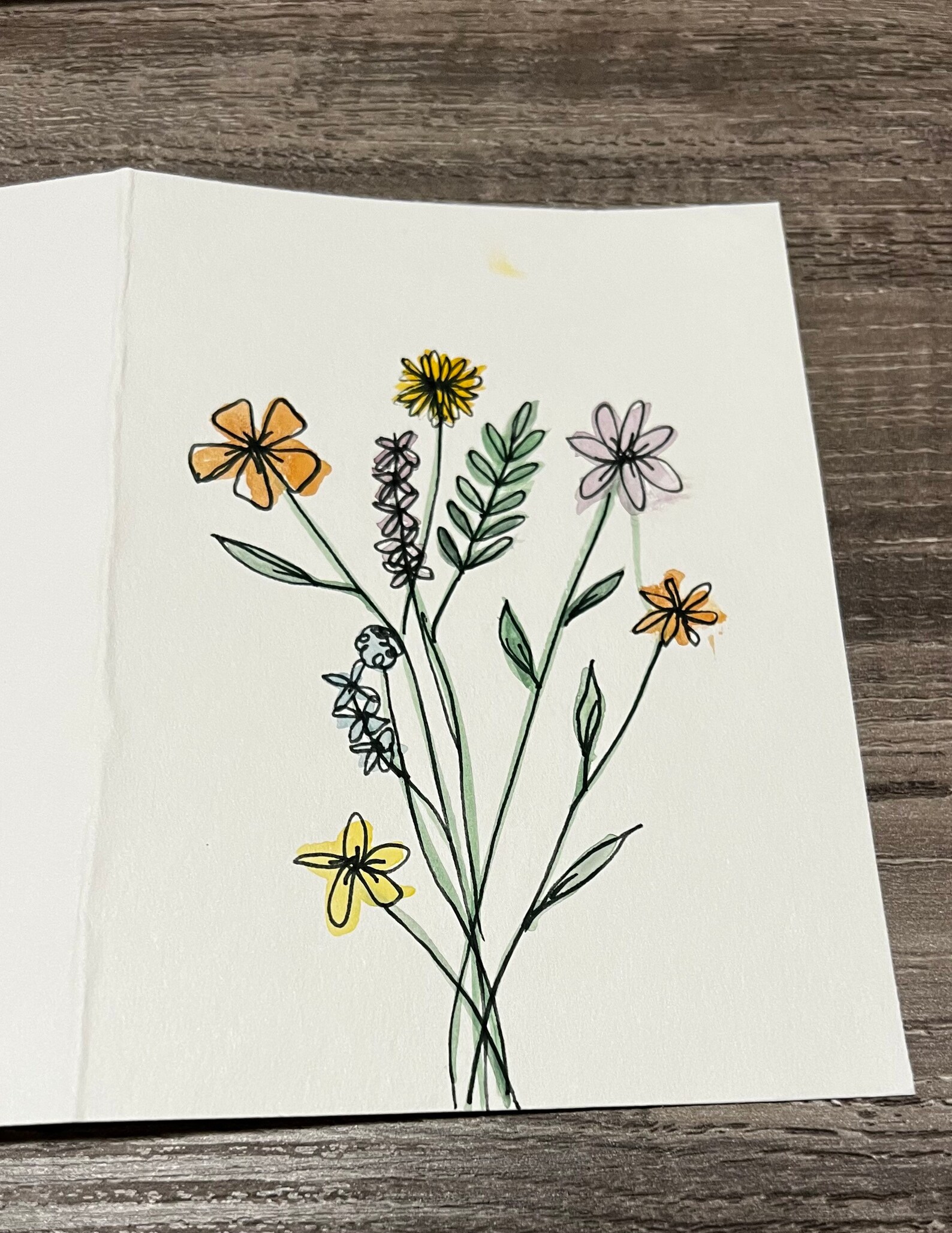 Hand Painted Watercolor Card Wildflowers - Etsy