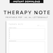 Printable Therapy Progress Note, Therapy Journal Template PDF, Mental ...