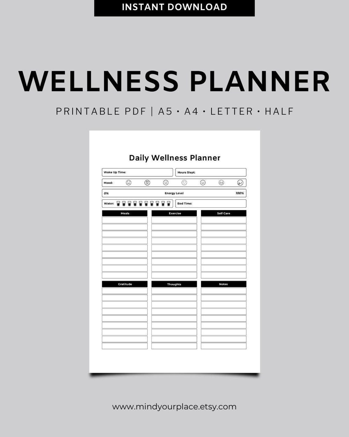 Digital Daily Wellness Journal Printable Daily Goal Planner - Etsy