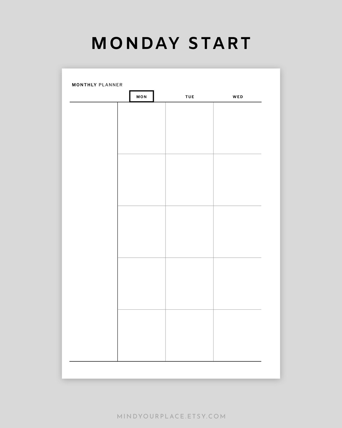 Printable Minimalist Monthly Planner, Undated Two Pages Calendar PDF ...