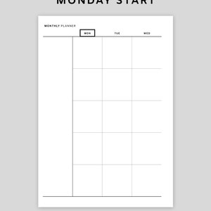 Printable Minimalist Monthly Planner, Undated Two Pages Calendar PDF ...