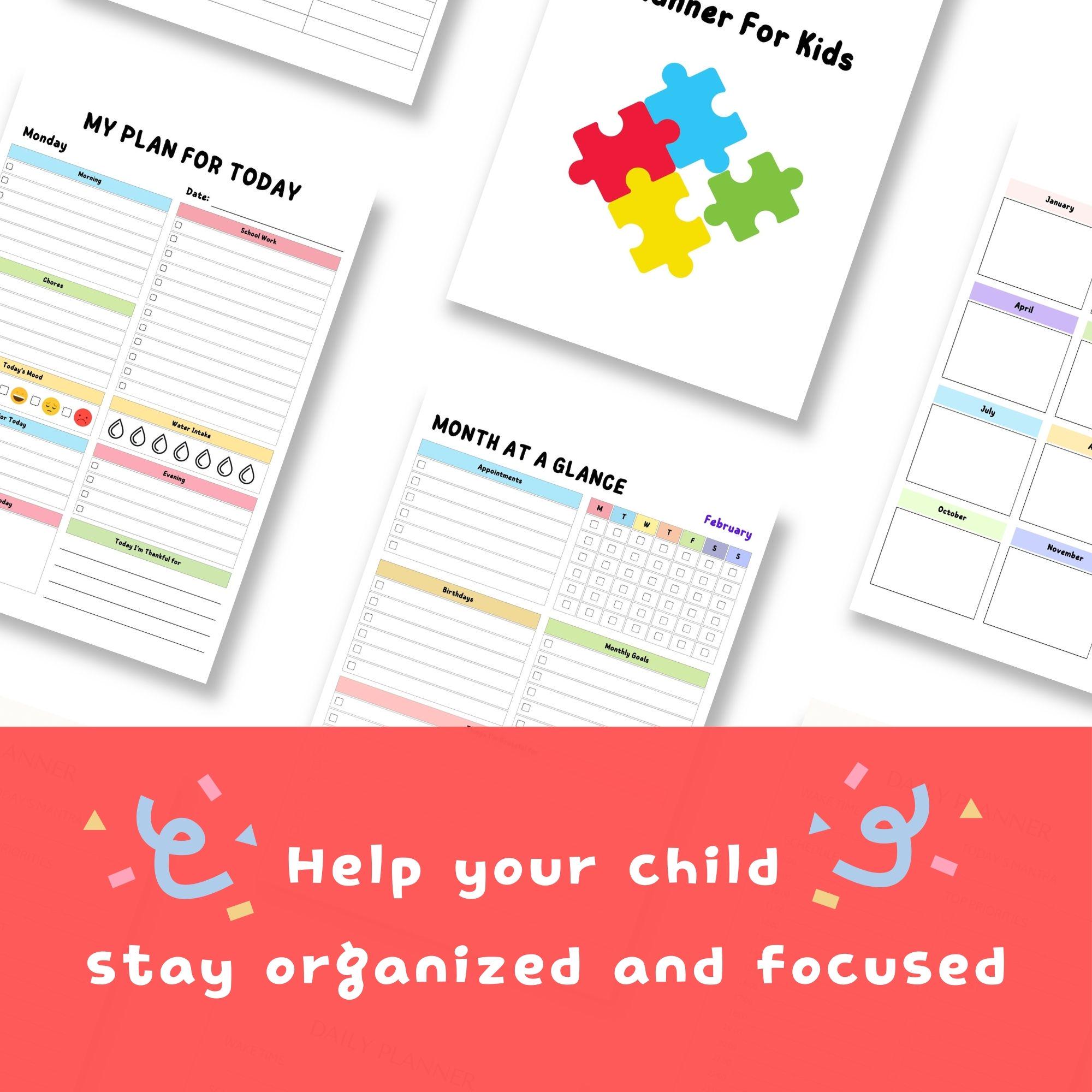 Printable ADHD Planner for Kids, Digital ADHD Resources Journal ...
