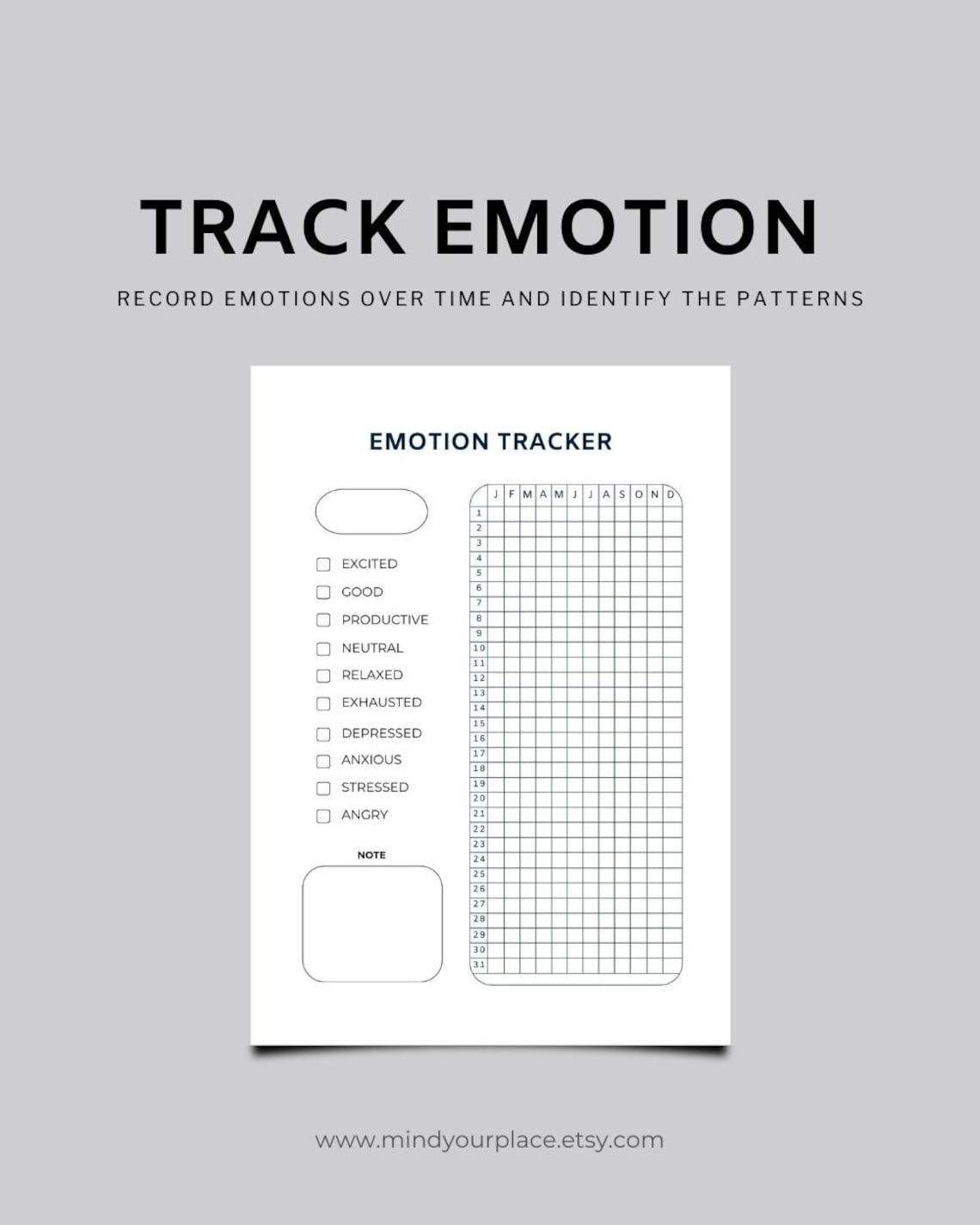 Printable Emotion Journal, Digital Mood Tracker, Anger Journal Prompts ...