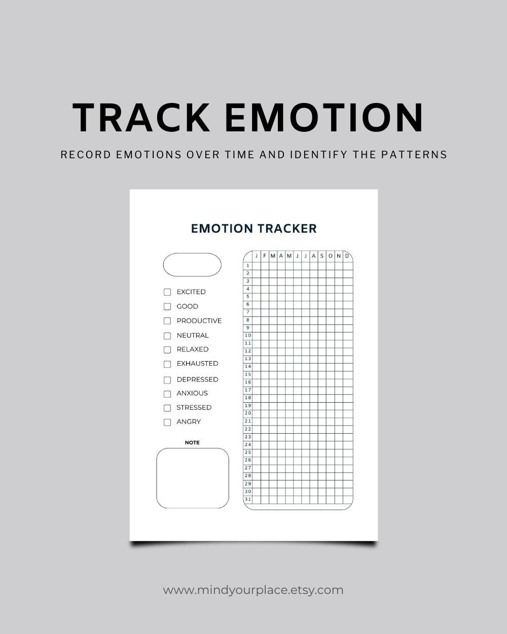 Printable Emotion Journal, Digital Mood Tracker, Anger Journal Prompts ...