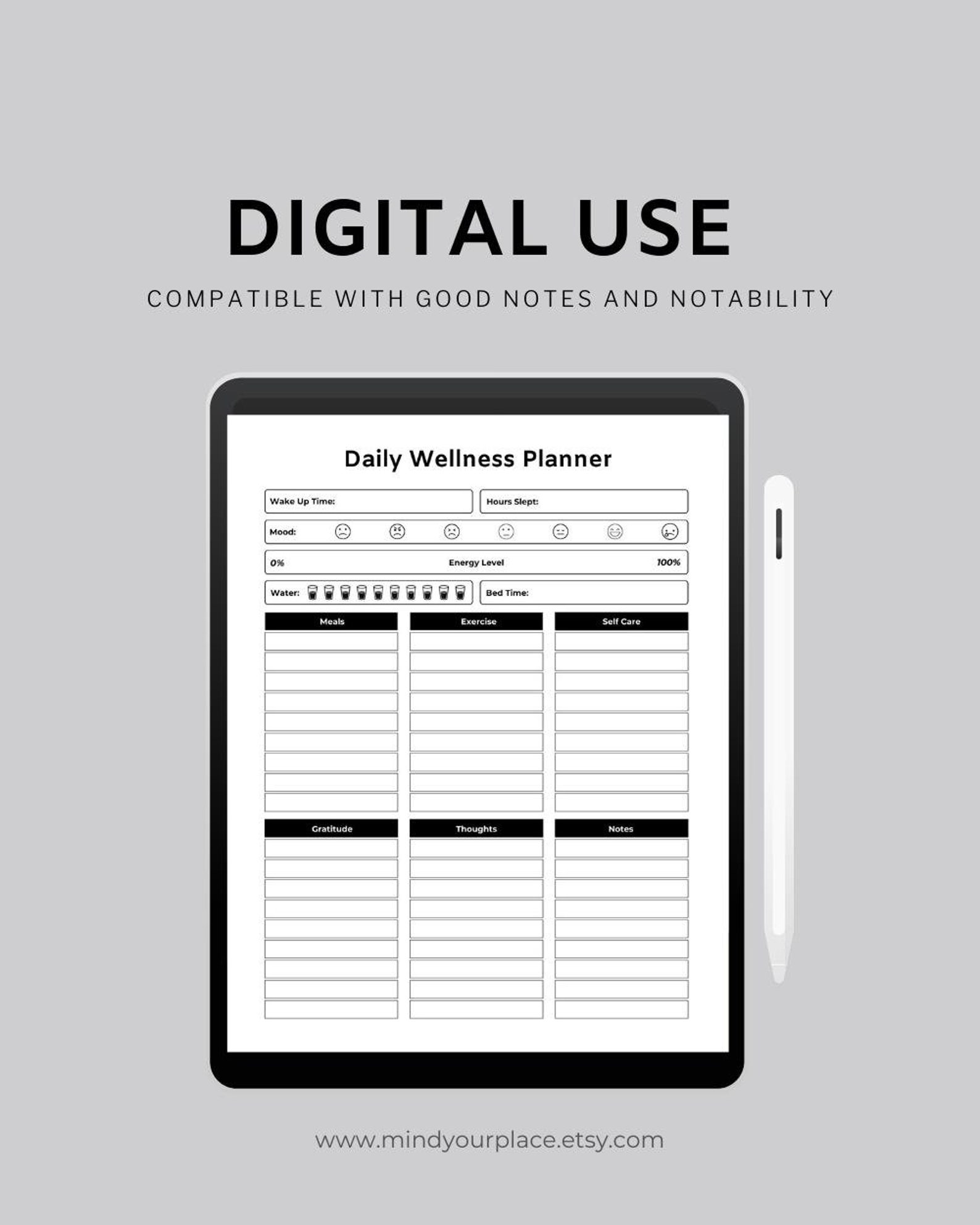 Digital Daily Wellness Journal Printable Daily Goal Planner - Etsy