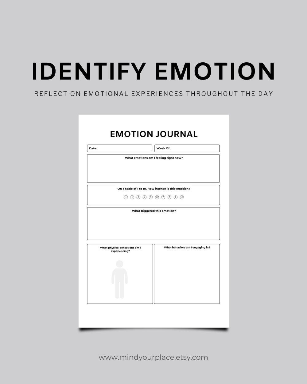 Printable Emotion Journal, Digital Mood Tracker, Anger Journal Prompts ...