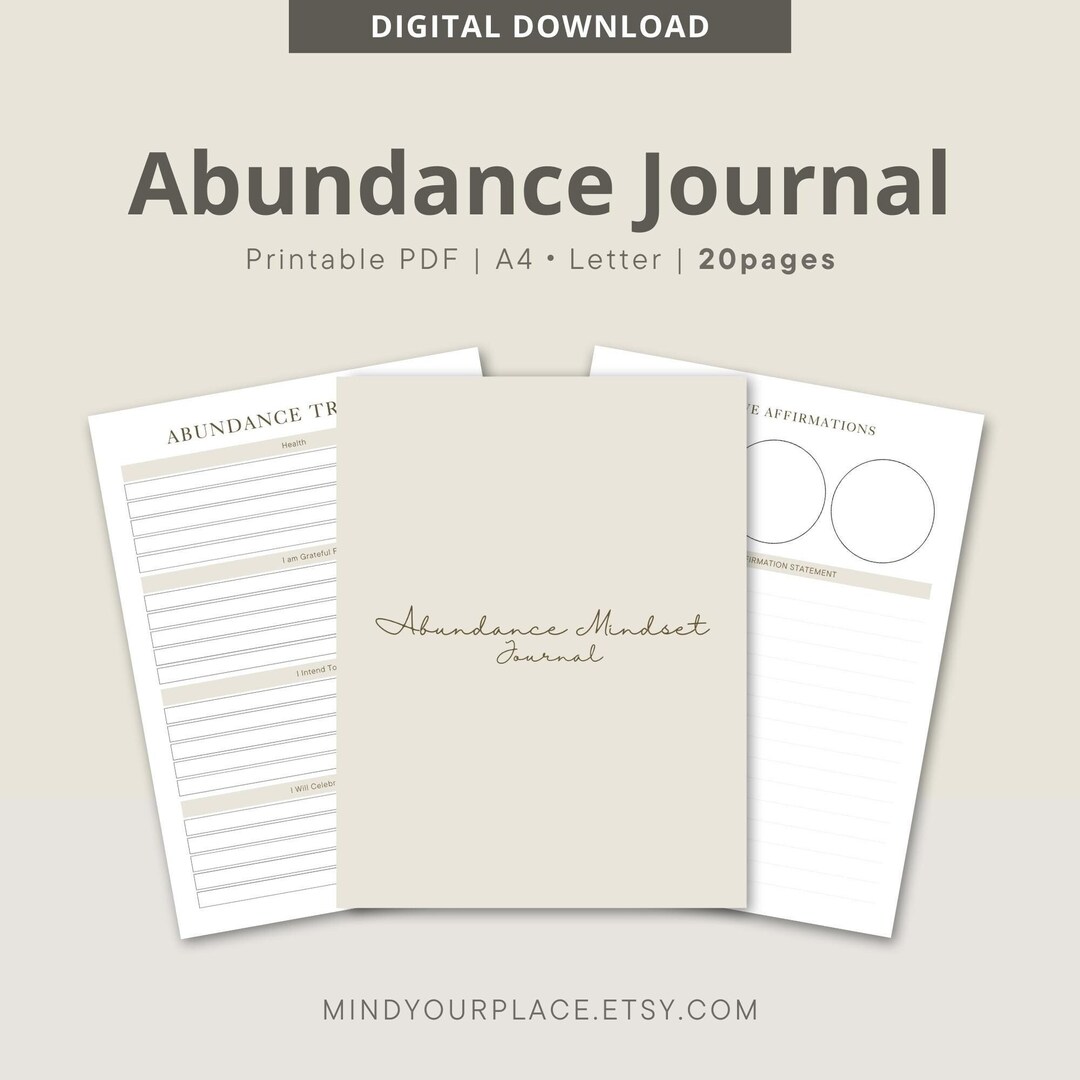 Abundance Mindset Journal: Printable Manifestation Prompts (A4, US ...