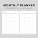 Printable Minimalist Monthly Planner, Undated Two Pages Calendar PDF ...