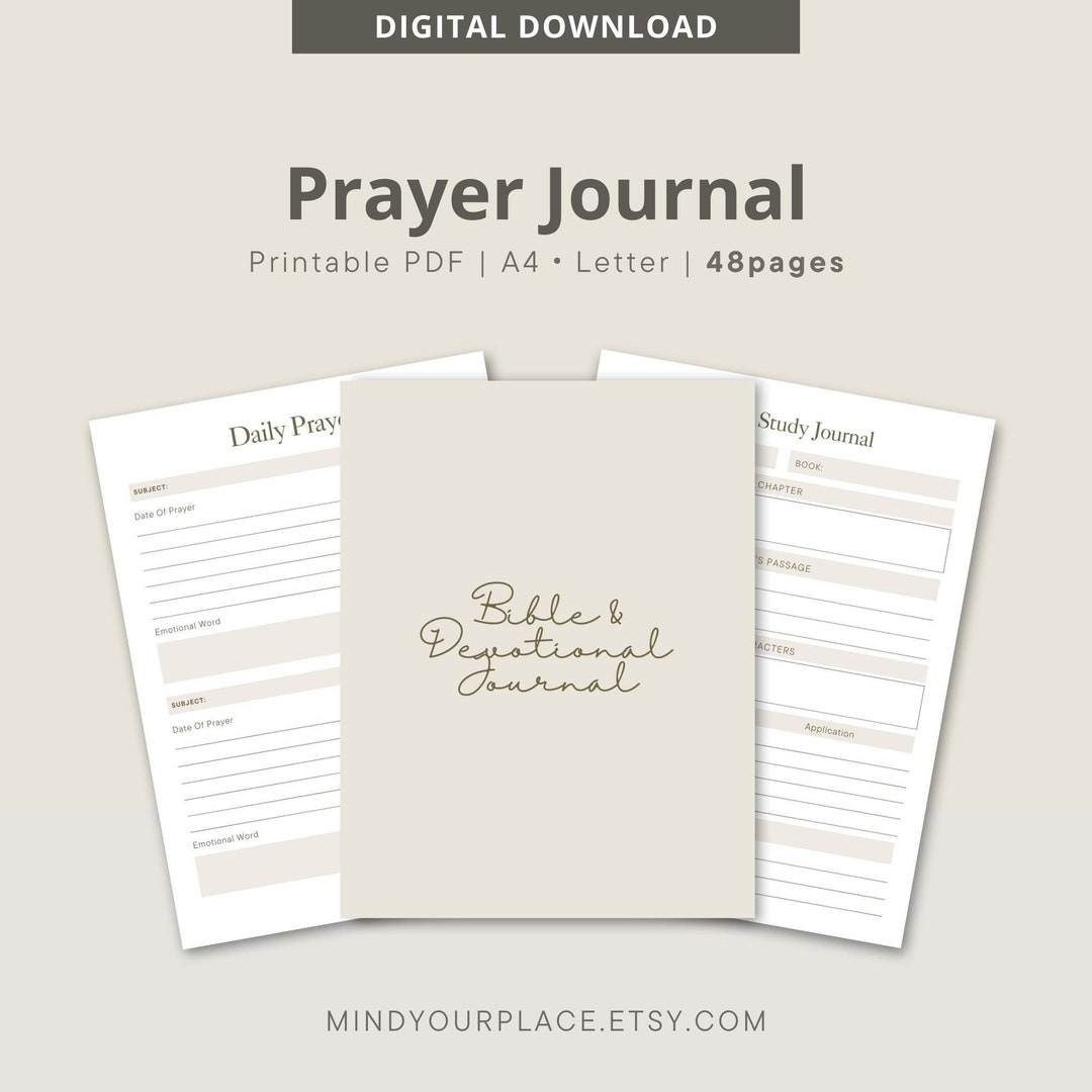 Printable Prayer Journal, Digital Bible Study Template, Christian ...