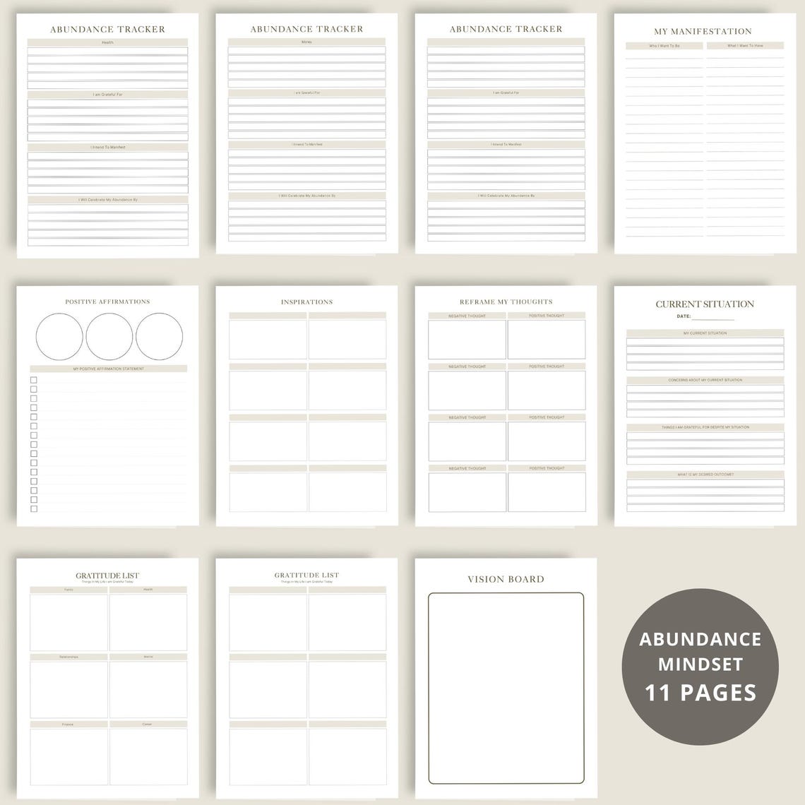 Abundance Mindset Journal: Printable Manifestation Prompts (A4, US ...