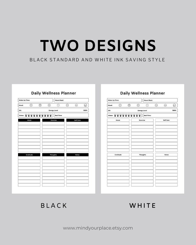 Digital Daily Wellness Journal, Printable Daily Goal Planner, Self Care ...