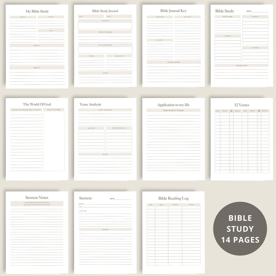 Printable Prayer Journal, Digital Bible Study Template, Christian ...