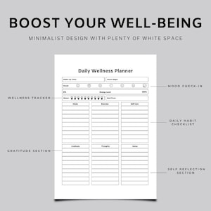 Digital Daily Wellness Journal, Printable Daily Goal Planner, Self Care ...
