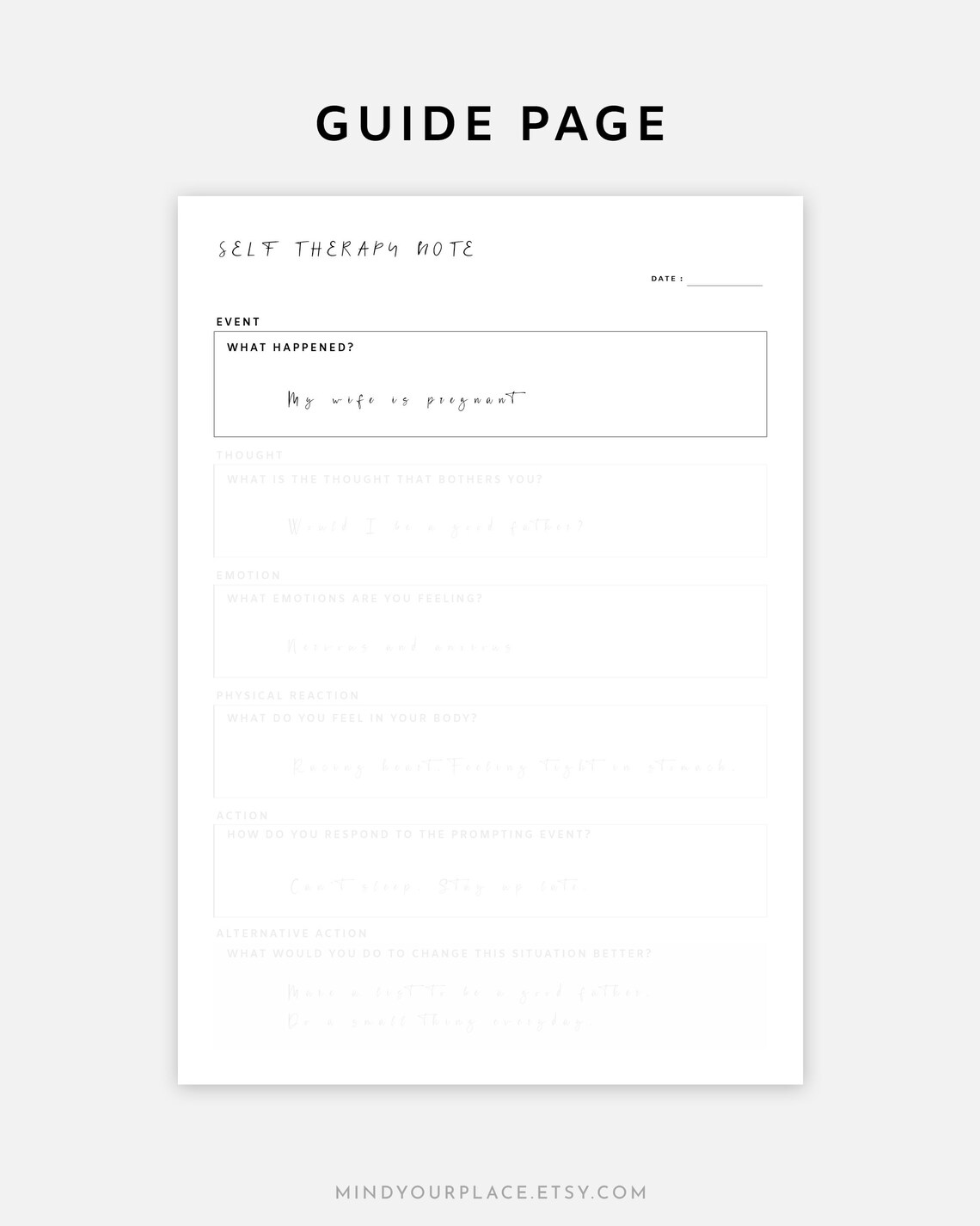 Self Therapy Worksheets, CBT Guided Journal,understanding Emotions ...