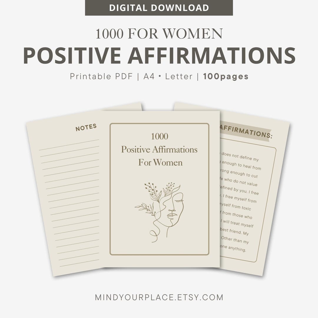 Digital 1000 Positive Affirmations for Women, Printable I Am ...
