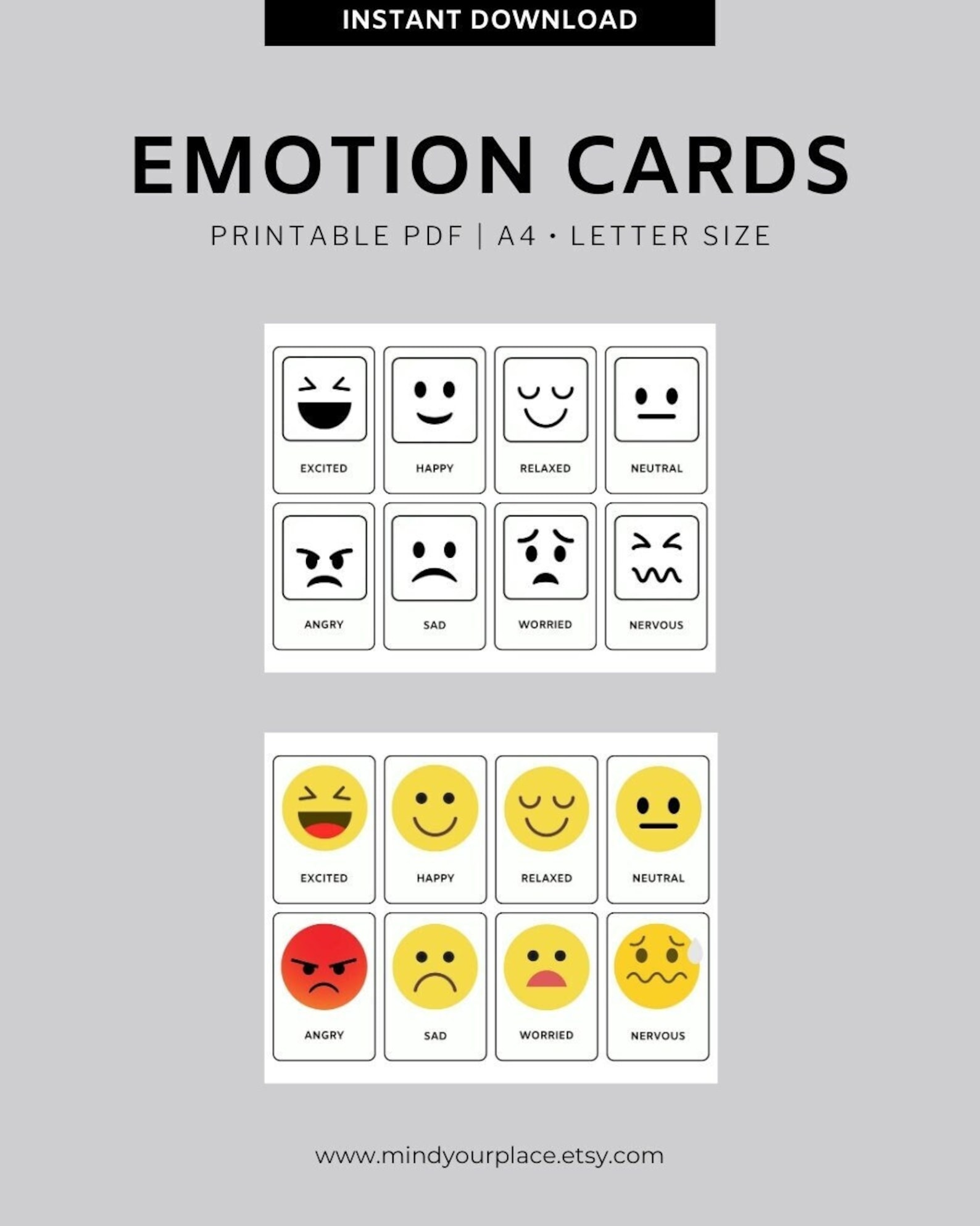 Printable Emotion Cards for Adults, Feeling Flash Cards, Therapy Tools ...