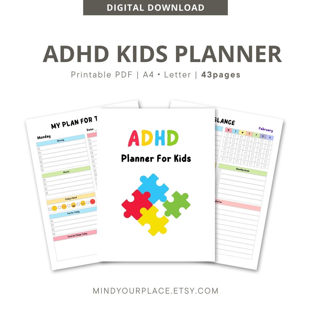 Printable ADHD Planner for Kids, Digital ADHD Resources Journal ...