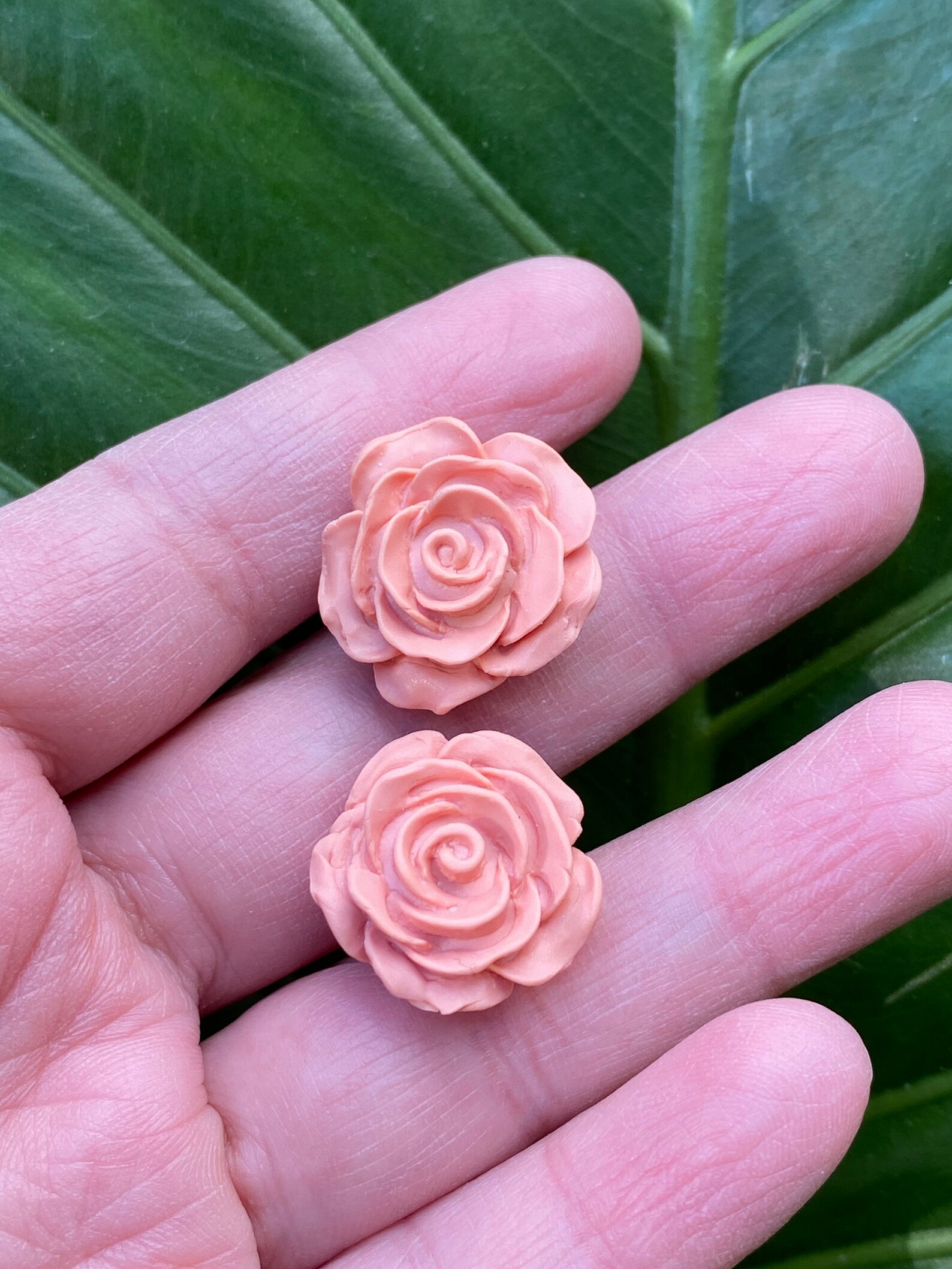 Clay Studs Neutral color roses polymer clay roses cute | Etsy